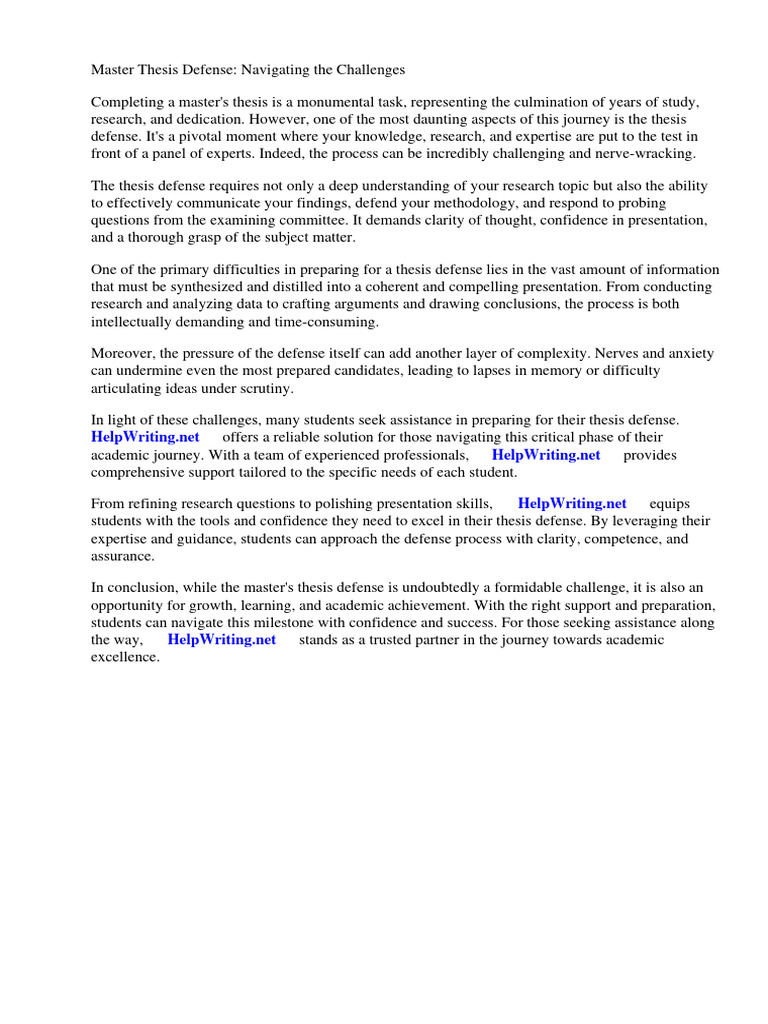 Master Thesis Defense | PDF | Thesis | Expert