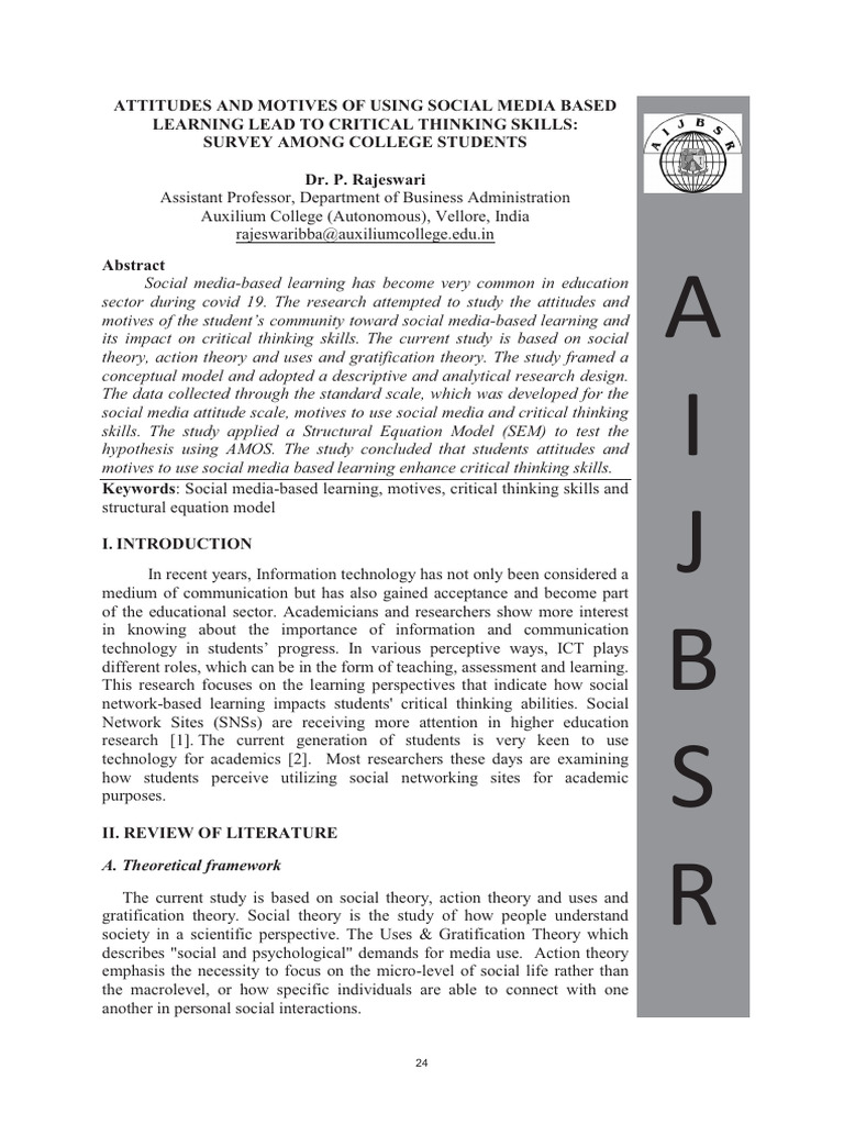 Rajeswari Social Media Based Learning | PDF | Critical Thinking ...