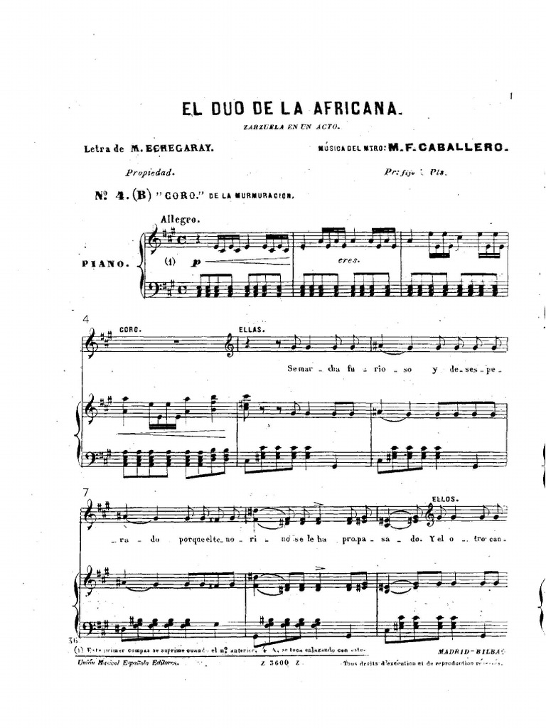 Coro de Murmuracion (Duo de La Africana) - Tots | PDF