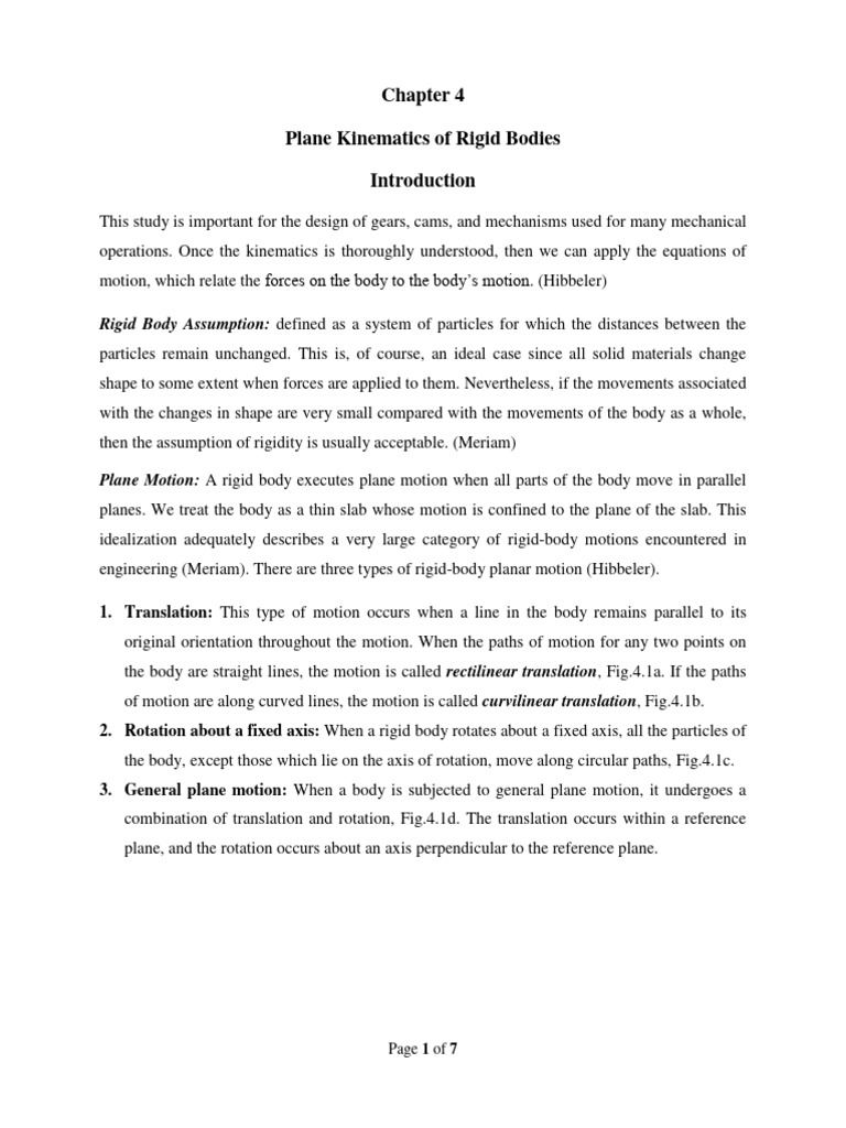 Plane Kinematics of Rigid Bodies | PDF | Velocity | Rotation Around A Fixed Axis