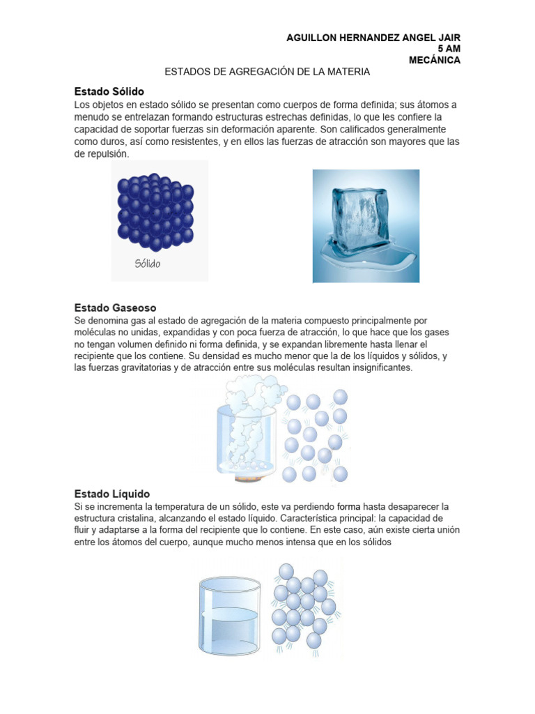Estados de agregacion de la materia 5am | PDF | Ciencias fisicas | Química