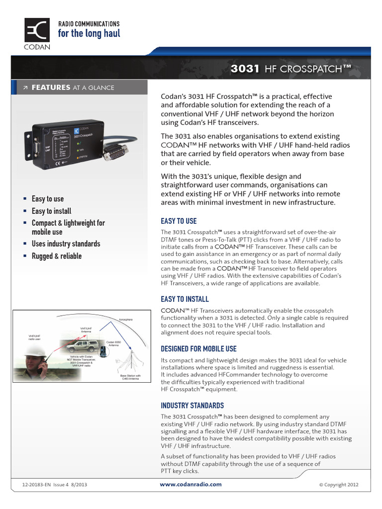Codan 3031 HF Crosspatch - EN | PDF | Very High Frequency | Ultra High ...