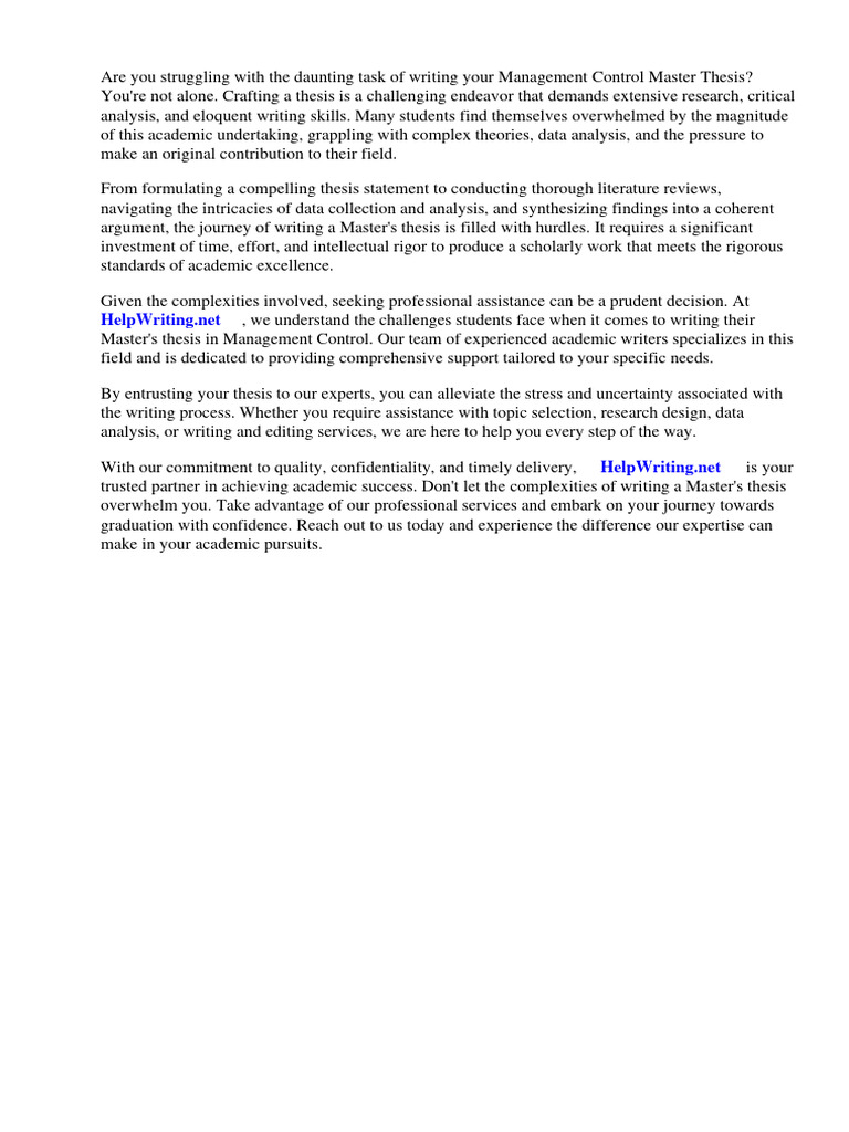 Management Control Master Thesis | Download Free PDF | Thesis