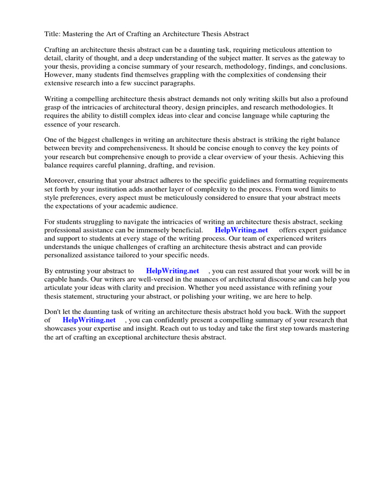 How to Write an Architecture Thesis Abstract | PDF | Thesis | Thought