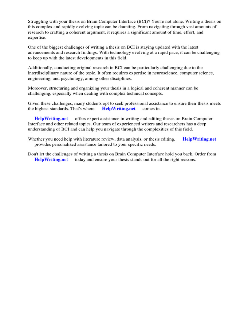 BCI Thesis Writing Challenges & Help | PDF | Electroencephalography ...