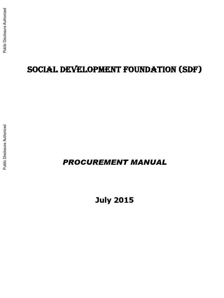 SDF Procurement Manual Overview | PDF | Procurement | Specification ...