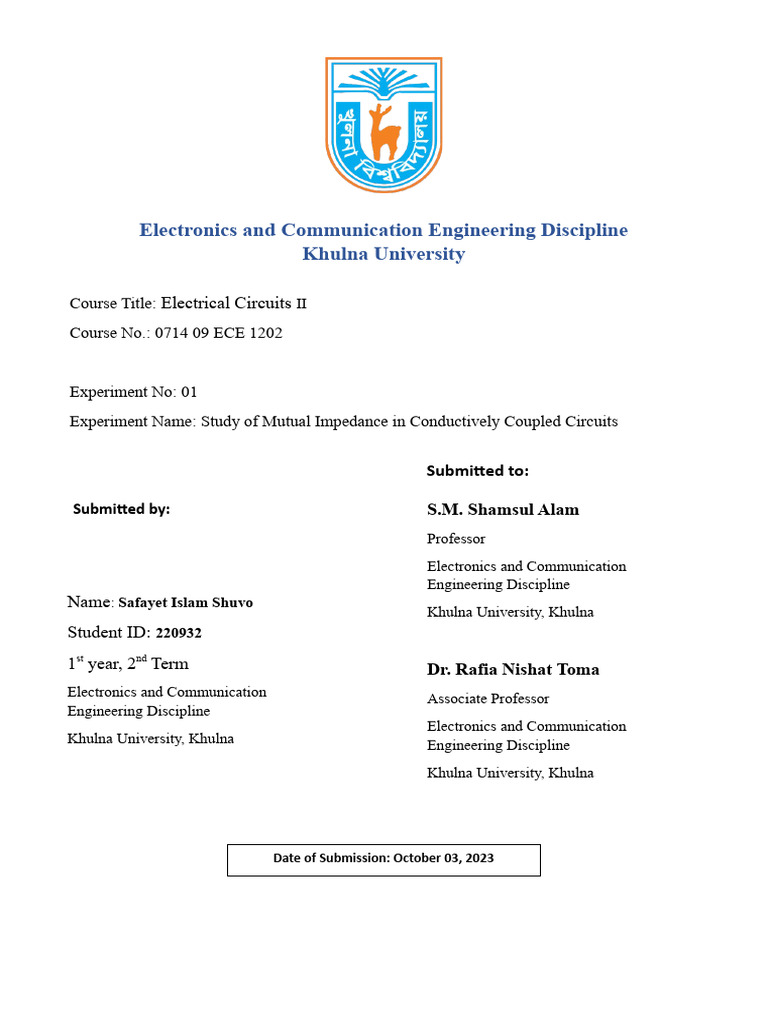 ECE 1201 Lab - Manual 01 | PDF | Electrical Impedance | Electrical Network ECE 1201 Lab - Manual 01 | PDF | Electrical Impedance | Electrical Network