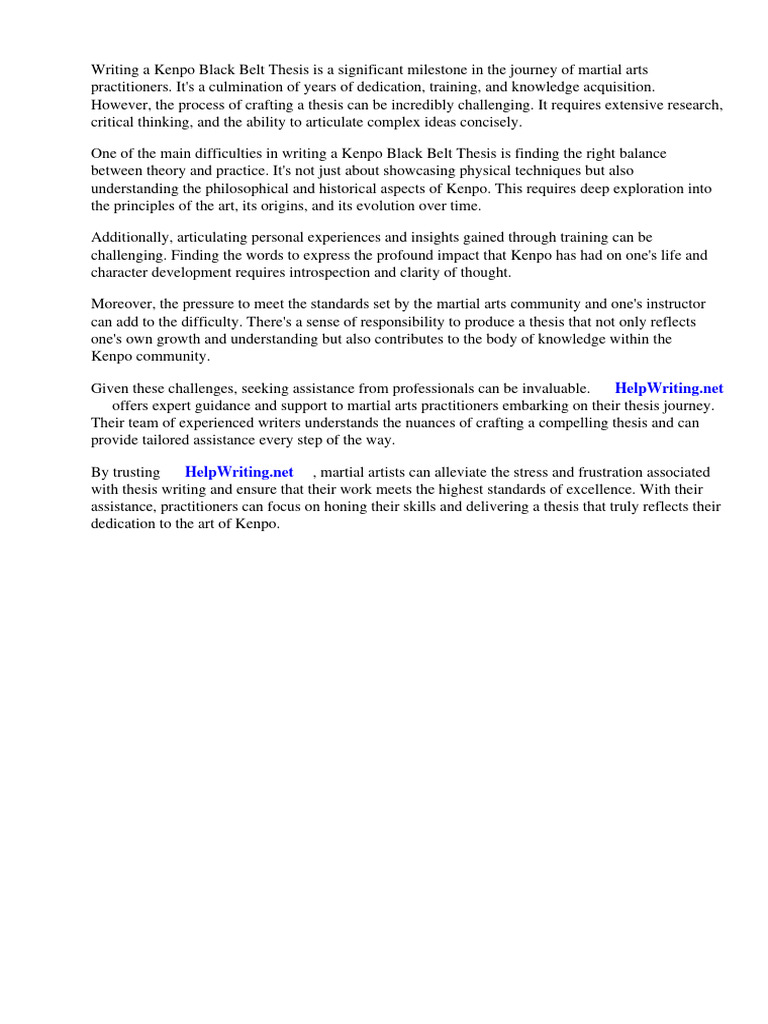 Kenpo Black Belt Thesis | PDF | Thought | Knowledge