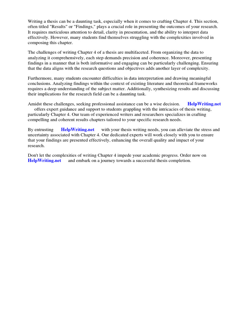 Writing A Thesis Chapter 4 | PDF