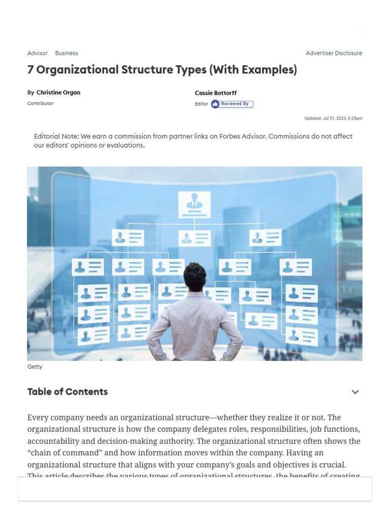 7 Organizational Structure Types (With Examples) - Forbes Advisor | PDF ...