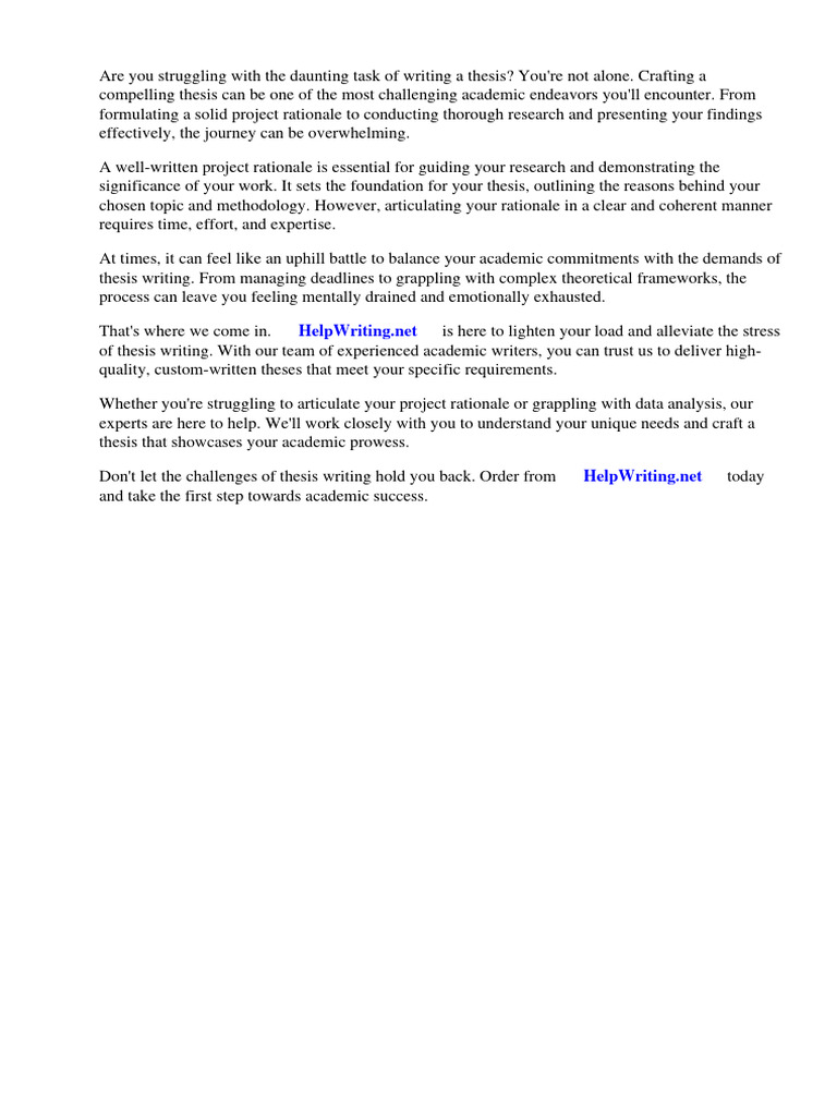 Project Rationale Thesis Example | PDF | Career & Growth