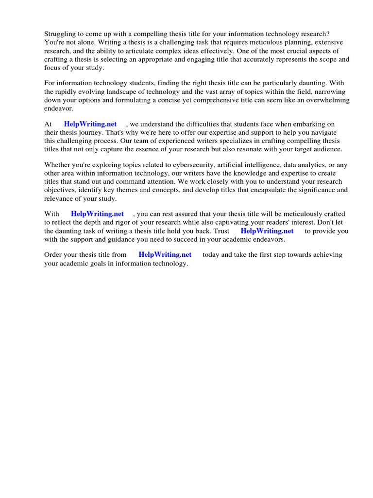 Thesis Titles For Information Technology Students | PDF | Thesis | Android (Operating System)