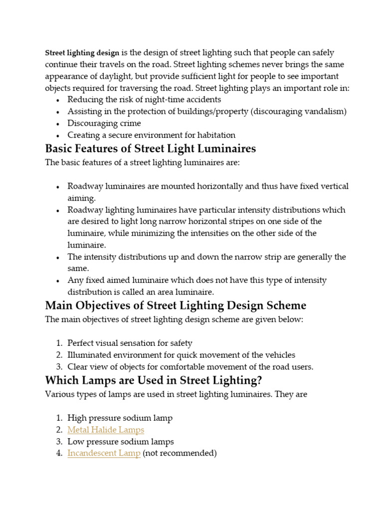 Street Lighting Design 2 | PDF | Lighting | Street Light
