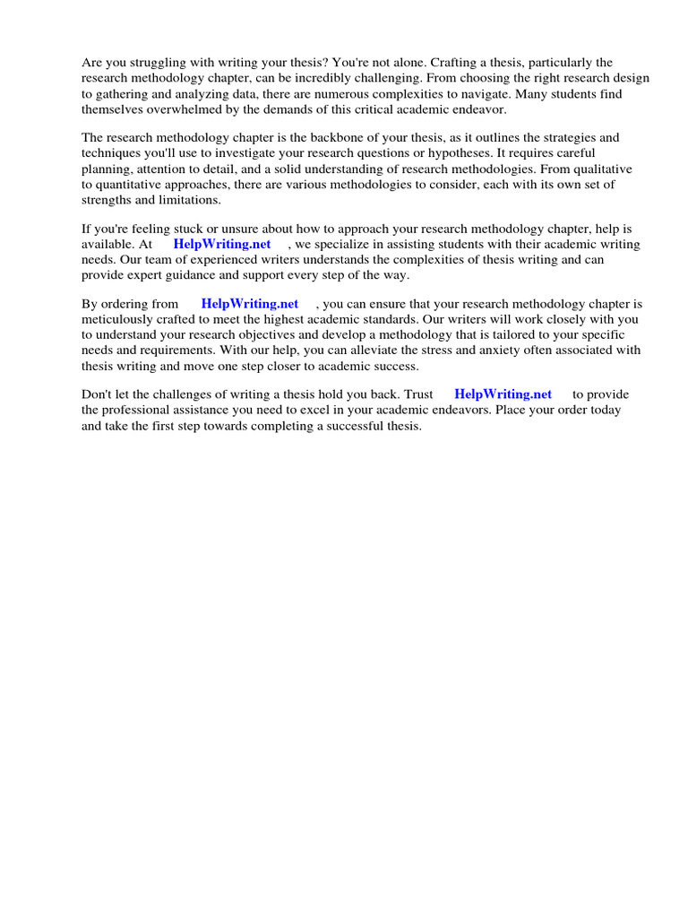 Sample Research Methodology Chapter in Thesis | PDF