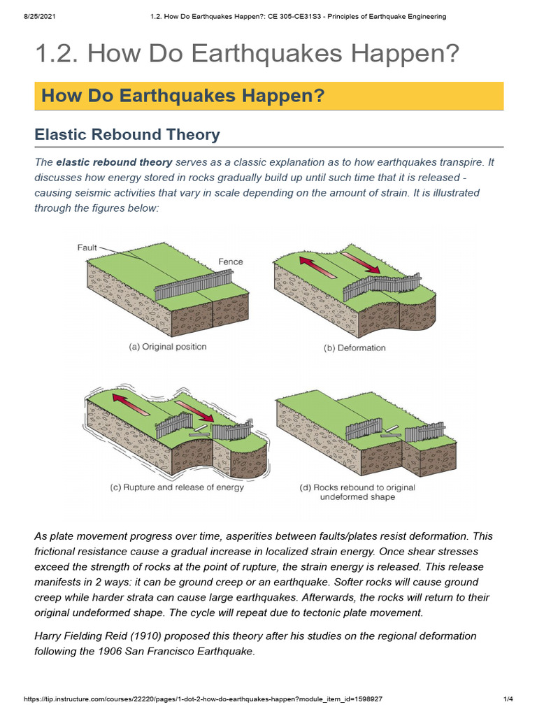 1.2. How Do Earthquakes Happen - CE 305 | PDF