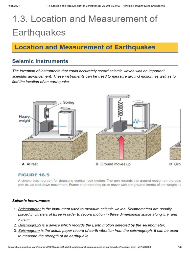 1.3. Location and Measurement of Earthquakes - CE 305 | PDF
