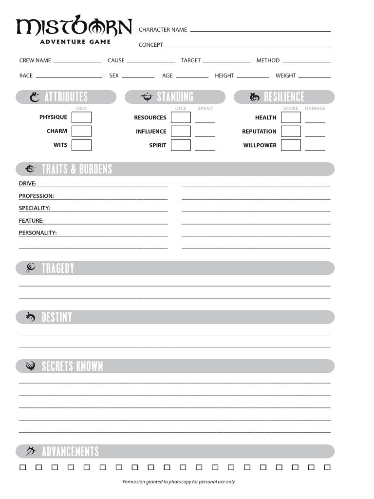 Character Sheets | PDF