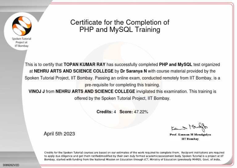 TOPAN KUMAR RAY Participant Certificate | PDF | Computers