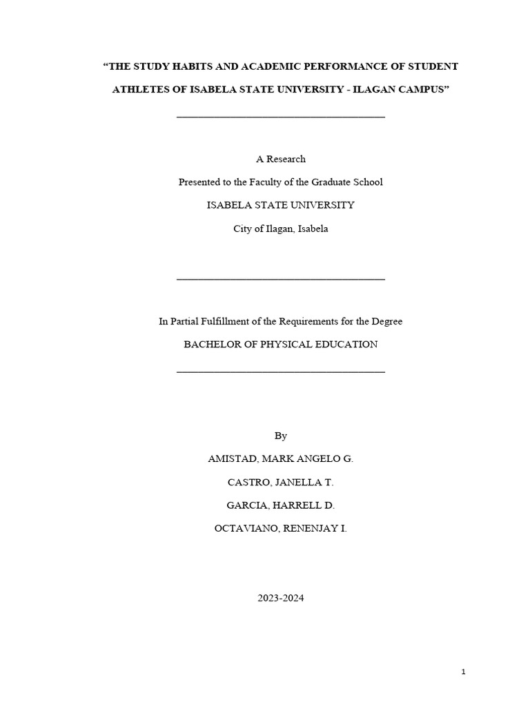 The Study Habits and Academic Performance of Student Athletes of ...