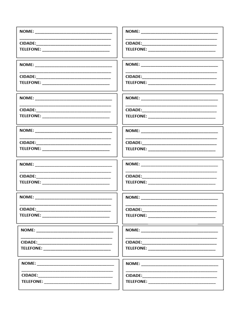 Lista de Contatos em Branco | PDF