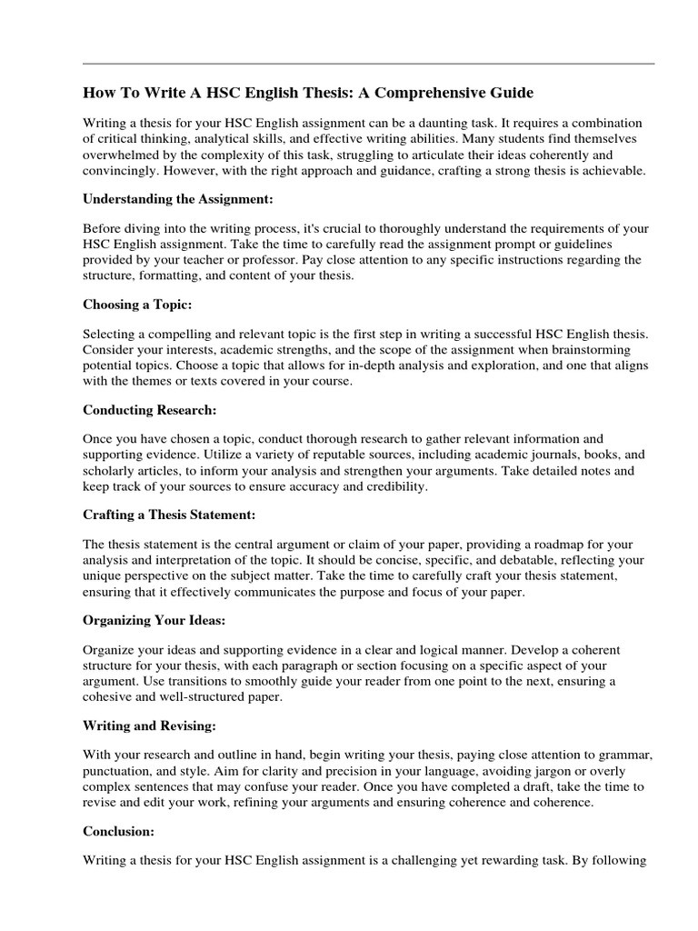 How To Write A HSC English Thesis | PDF | Essays | Critical Thinking