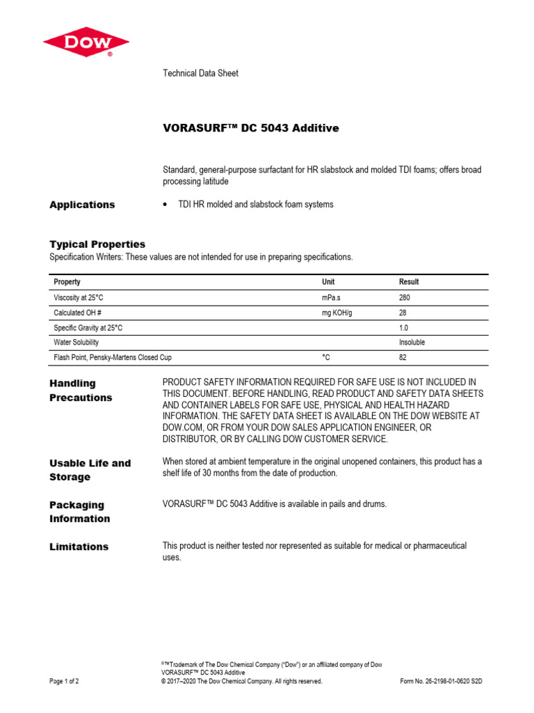 26 2198 Vorasurf DC 5043 Additive | PDF | Waste Management | Safety