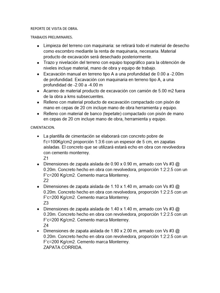Reporte de Visita de Obra | PDF