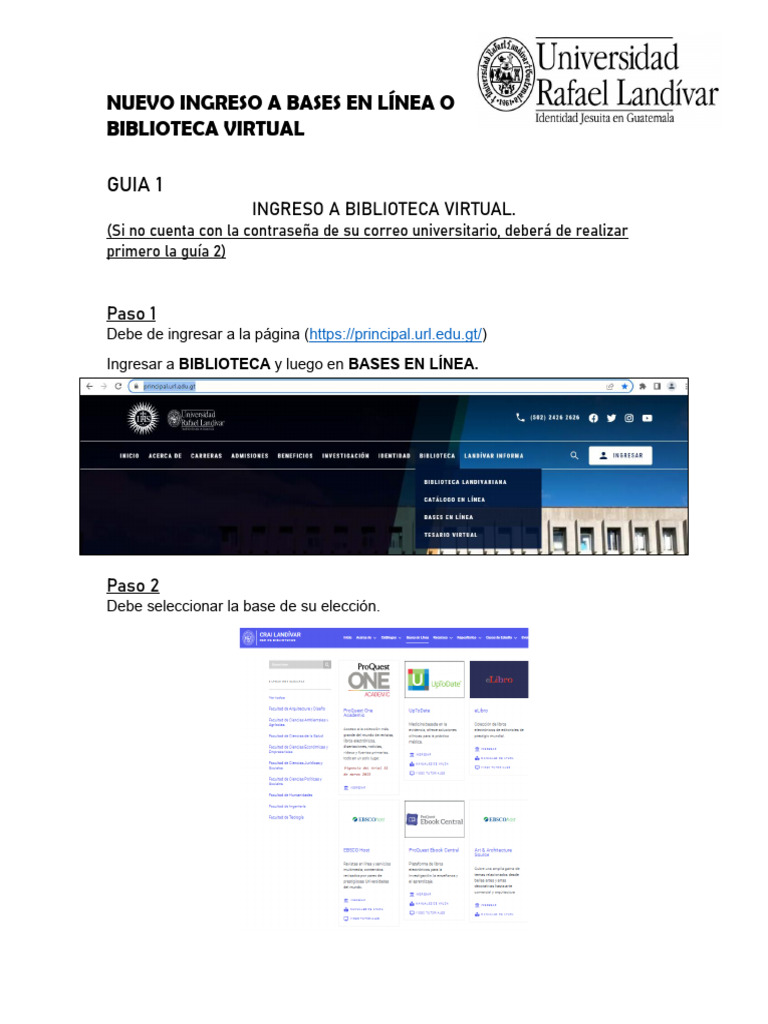 GUIA PARA INGRESO A BIBLIOTECA VIRTUAL | PDF