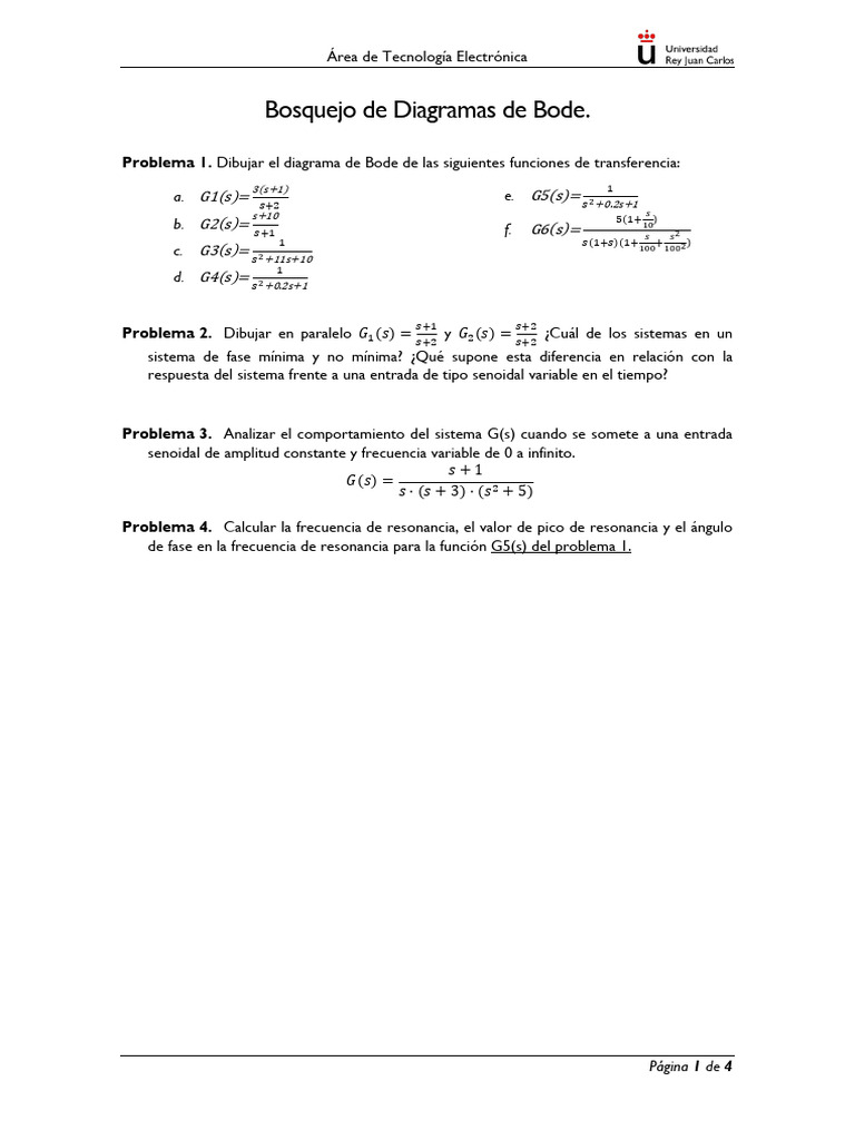 Ejercicios Bode | PDF | Oscilación | Ingenieria Eléctrica