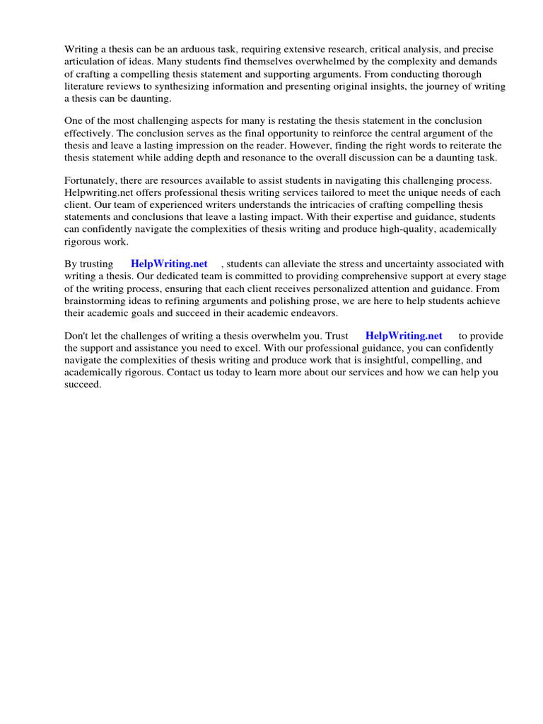 Restate Thesis Statement in Conclusion Examples | PDF