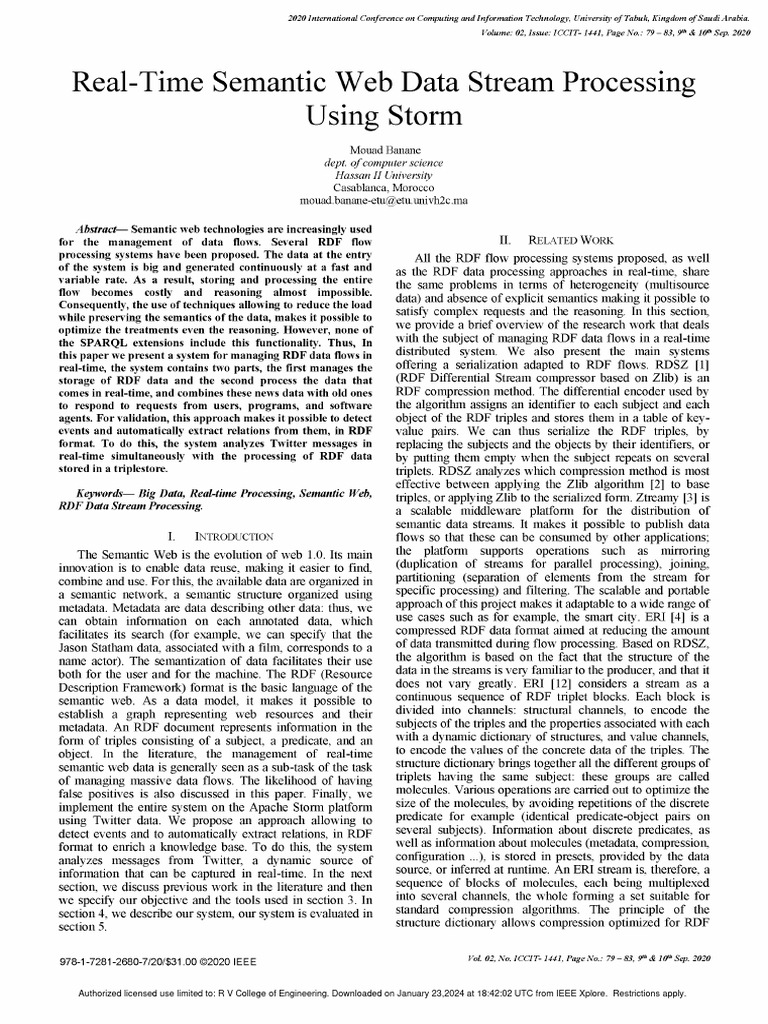 Real Time Semantic Web Data Stream Processing Using Storm Pdf Apache Hadoop Apache Spark