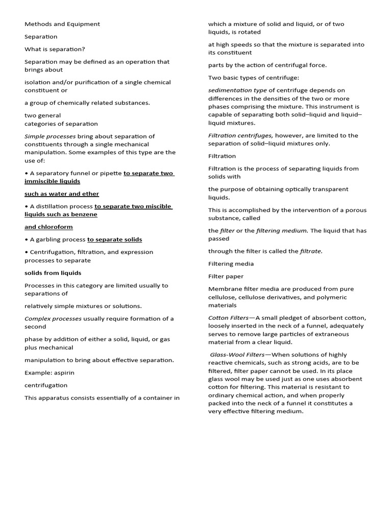 Methods and Equipment | PDF | Filtration | Mill (Grinding)