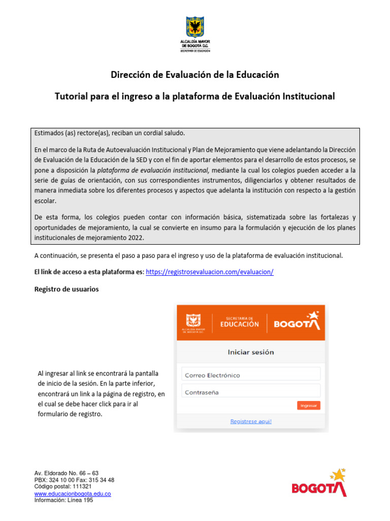 Tutorial para Uso Plataforma Evaluación Institucional 8-11-21 | PDF