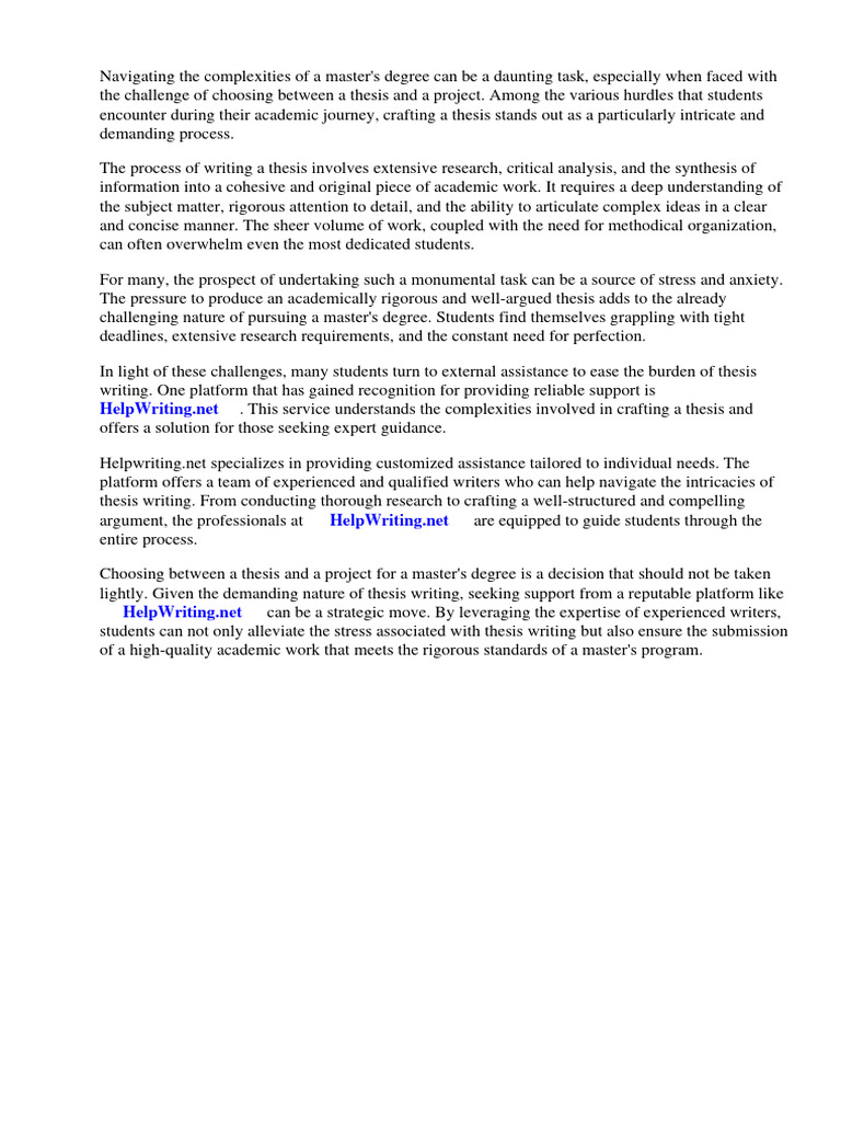 Thesis Vs Project Masters | PDF | Thesis