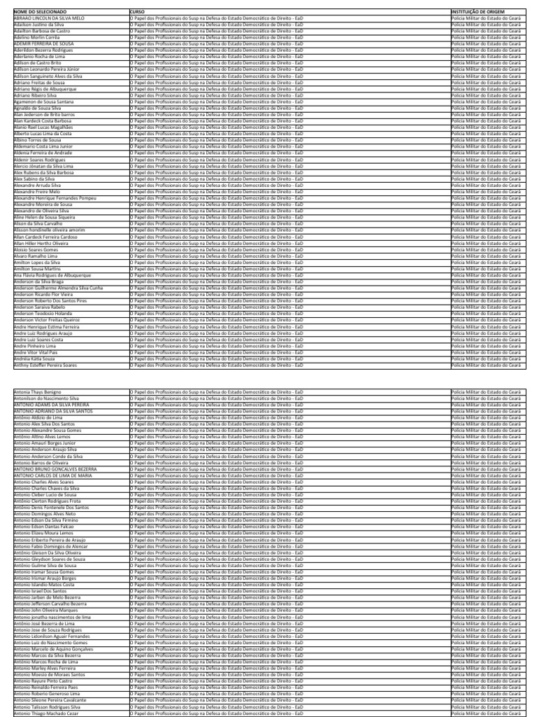 Classificação Dos Cursos Senasp | PDF | Esfera pública | Política de defesa