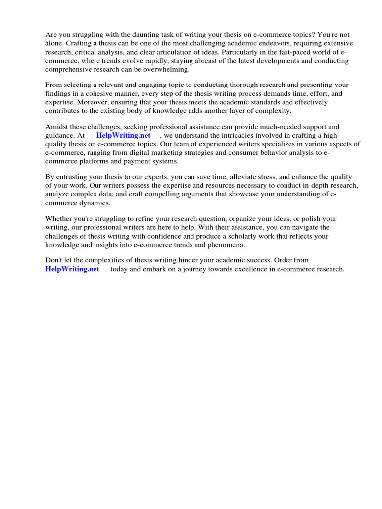 Thesis On E-Commerce Topics | PDF | E Commerce | World Wide Web