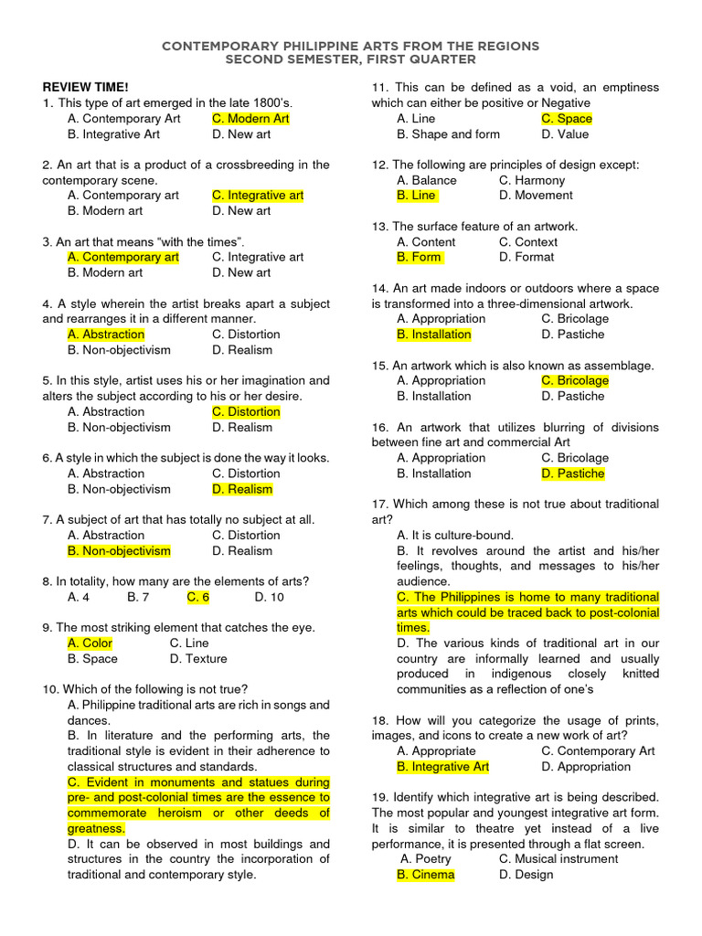 Contemporary Arts Review (2nd Sem, 1st QTR) | PDF | Abstract Art ...