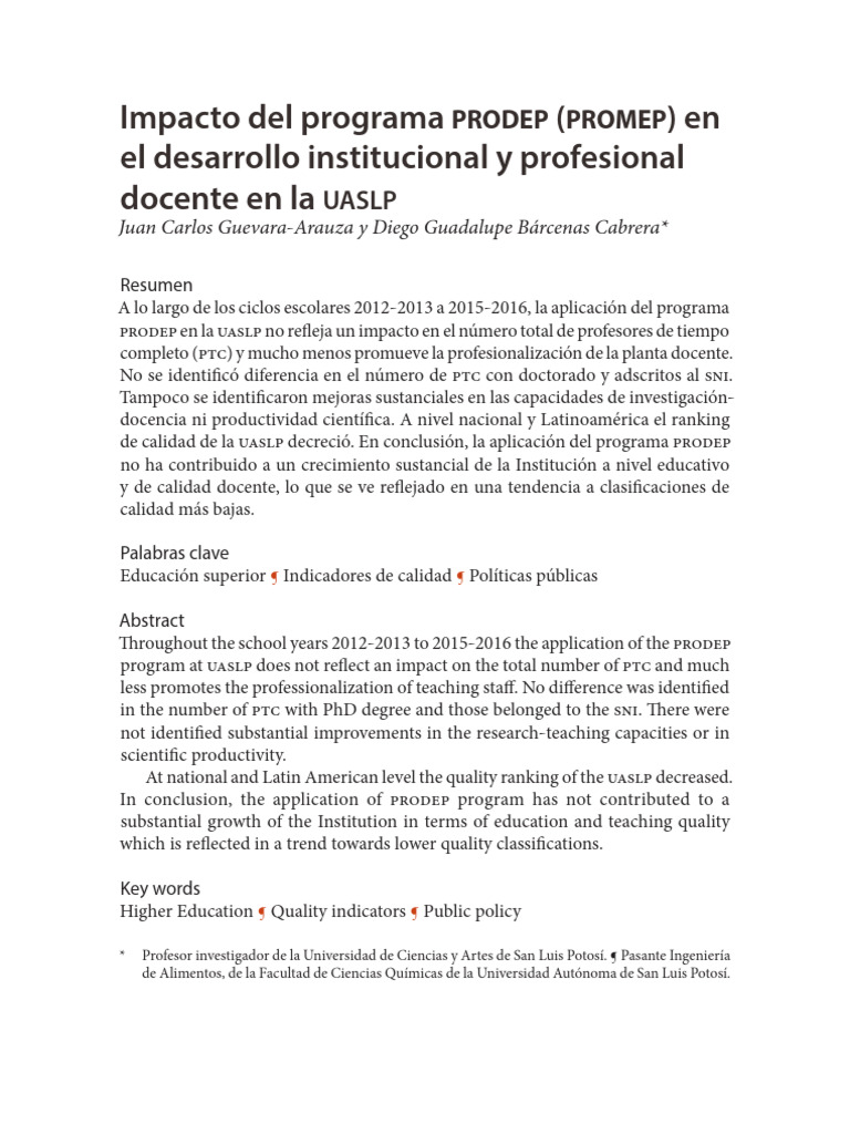 Impacto Del PROMEP en La UASLP | PDF