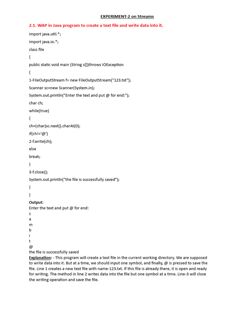 Codes Expt 2 Streams | PDF | Software | Computer Data