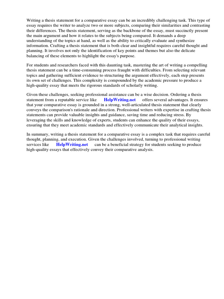 Crafting Comparative Essay Thesis | PDF | Essays | Thesis