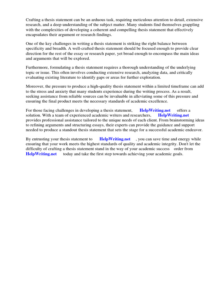 Thesis Statement Structure Essay | PDF