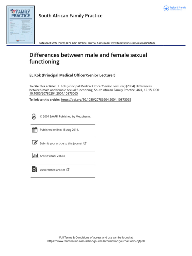 Differences Between Male and Female Sexual Functioning | PDF | Orgasm | Sexual Arousal