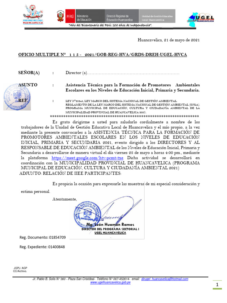 Oficio Mult 115 201 | PDF | Entorno natural