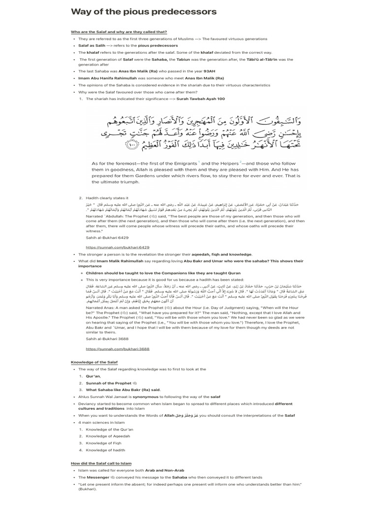 Way of The Pious Predecessors | PDF | Monotheistic Religions | Muhammad