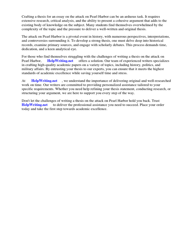 A Thesis For An Essay On The Attack On Pearl Harbor | PDF | Attack On ...