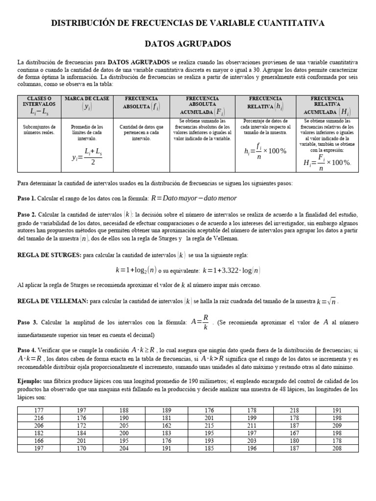 Distribución de Frecuencias de Variable Cuantitativa | PDF