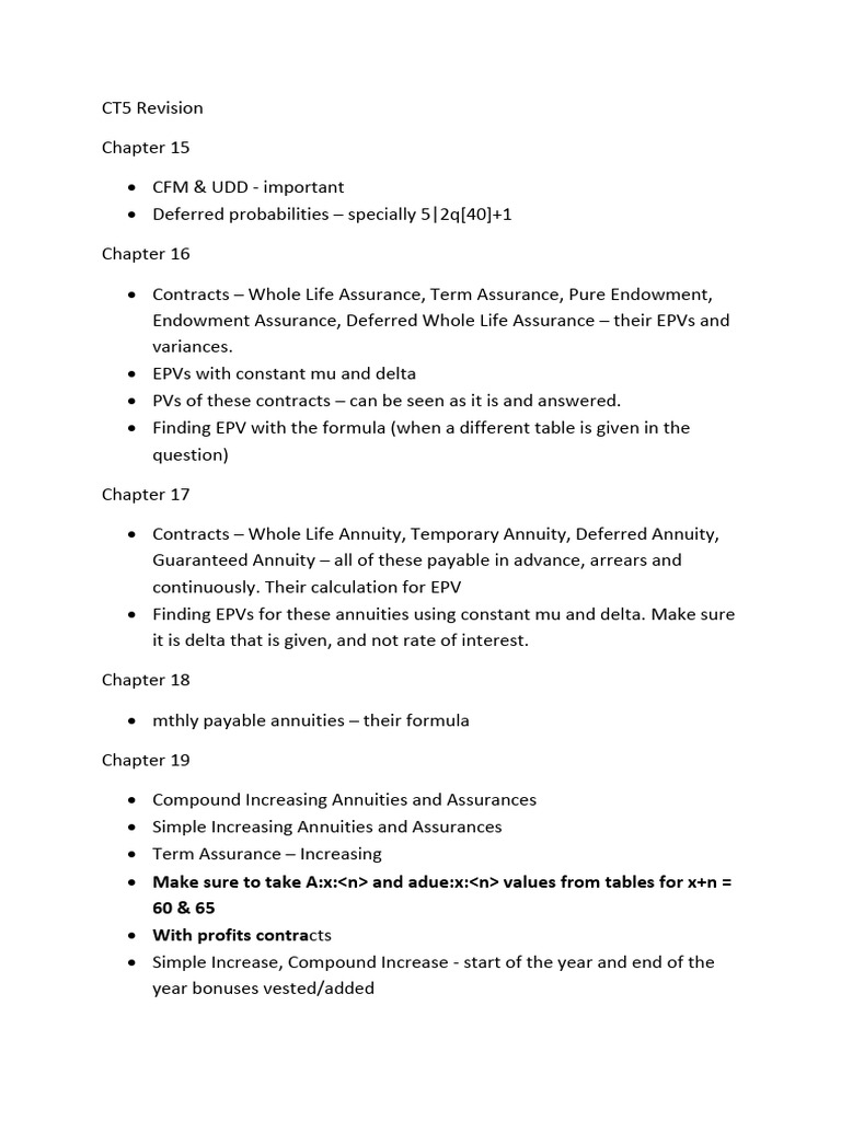 CT5 Revision (Final) | PDF