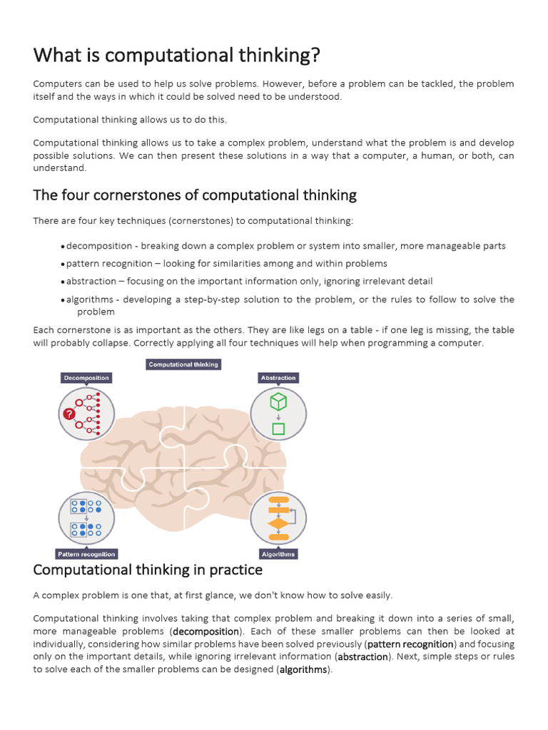 BBC. Introduction To Computational Thinking | PDF | Thought | Algorithms