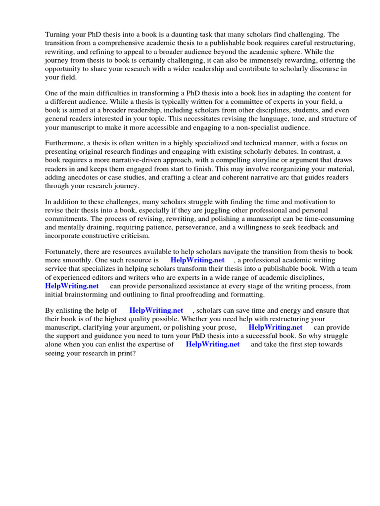 From PHD Thesis To Book | PDF