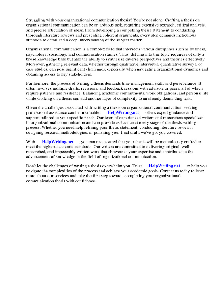 Organizational Communication Thesis Statement | PDF | Communication ...
